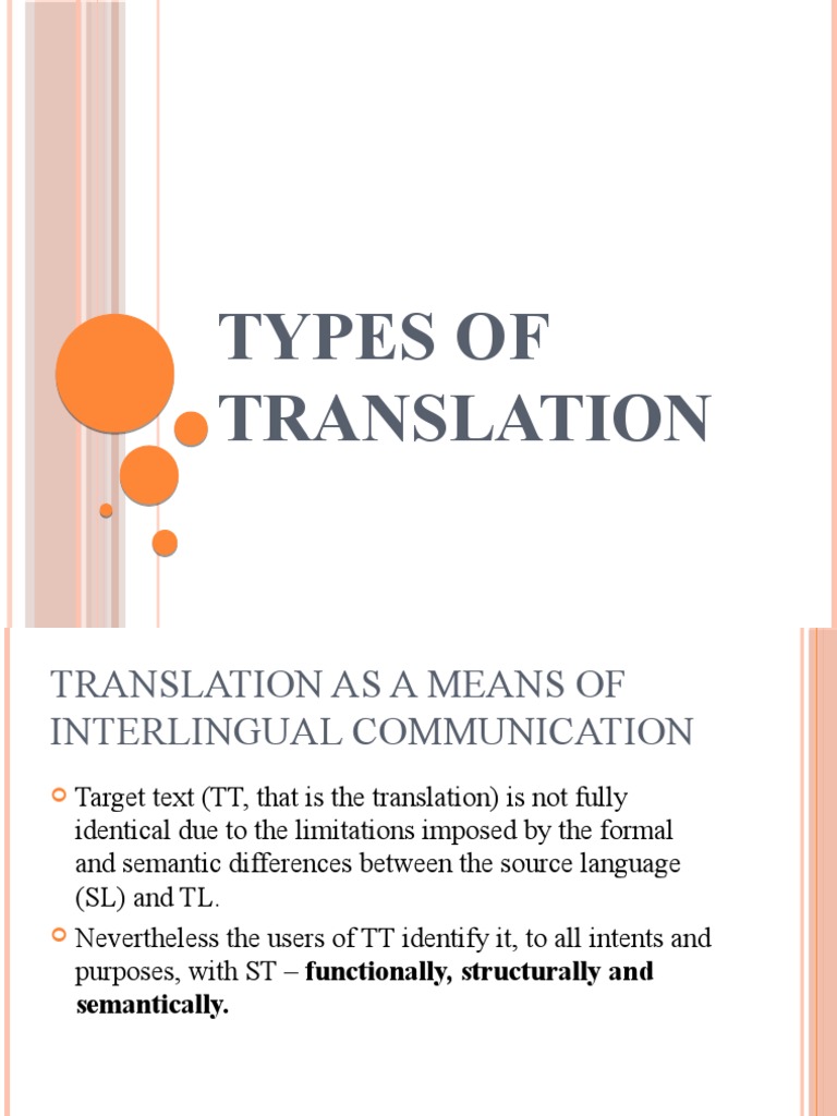 Lecture 2 Types of Translation | PDF | Translations | Language ...