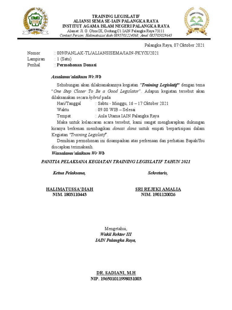 Surat Permohonan Donasi | PDF