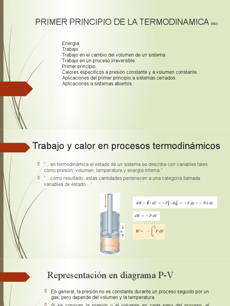 Primer Principio de La Termodinamica | PDF | Termodinámica | Gases