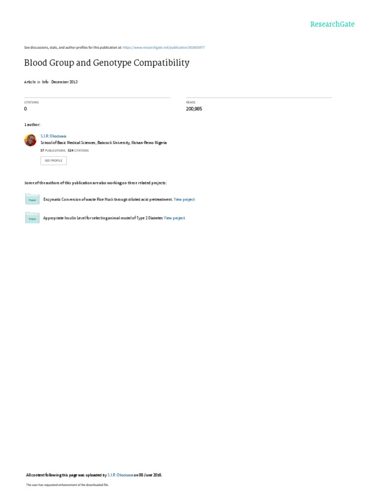 Blood Group and Genotype Compatibility: Info December 2013 | PDF ...