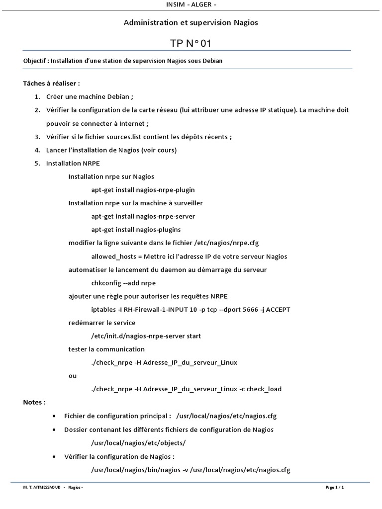 TP 01 Nagios | PDF