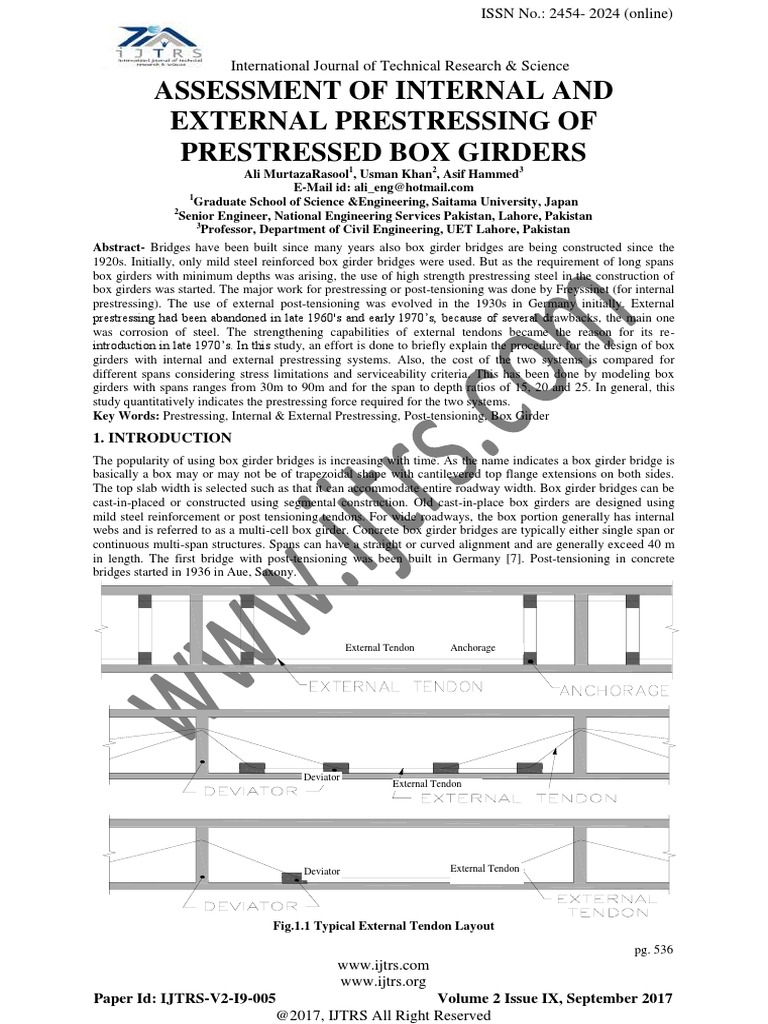 Assessment of Internal and External Prestressing of Prestressed Box ...