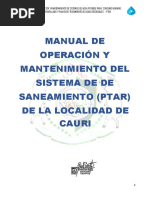 Manual O - M - PTAR | PDF | Aguas residuales | Tratamiento de aguas residuales