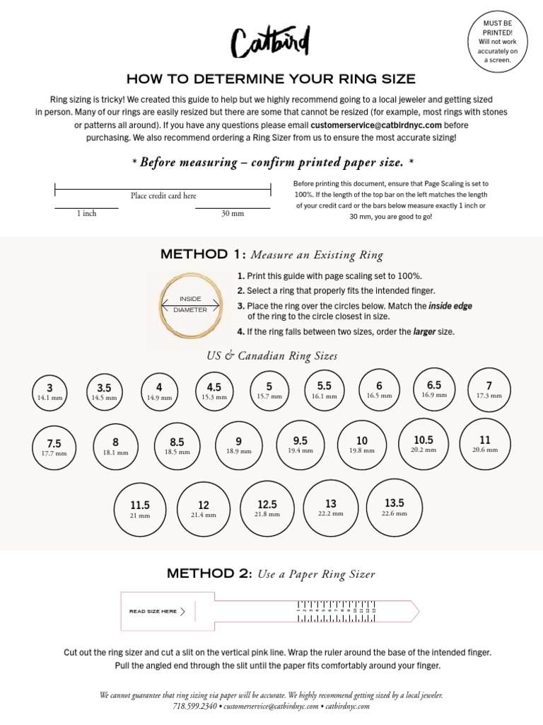 How To Determine Your Ring Size: Before Measuring - Confirm Printed ...