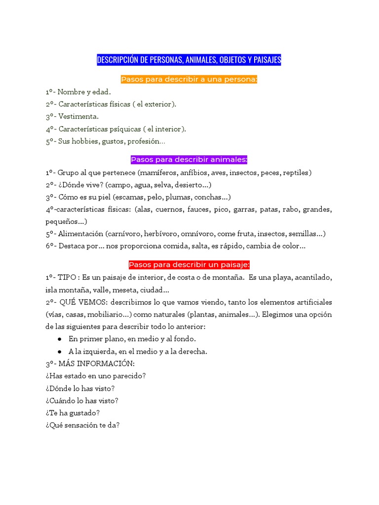 Descripción de personas, animales y objetos | PDF | Zoología