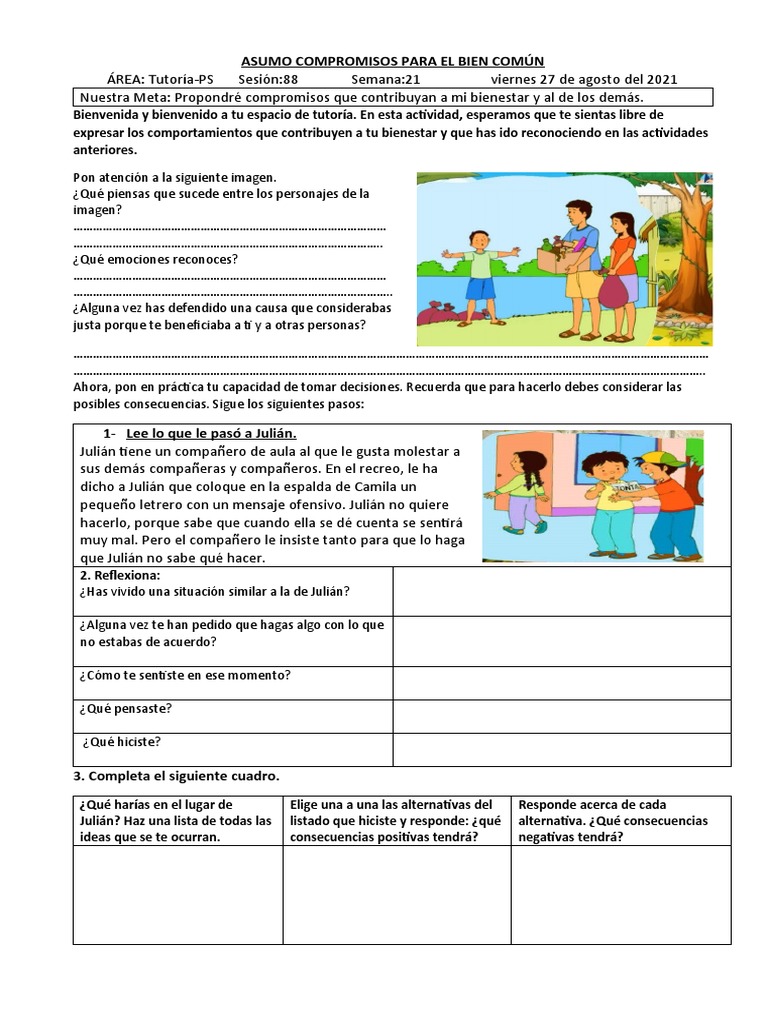 Sesión 88 Sem21 Tuto J26 08 21 | PDF | Bienestar | Cognición
