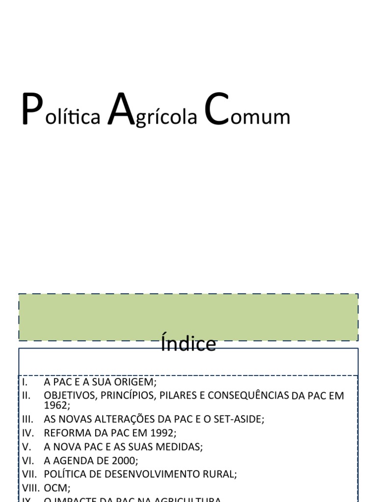 Pac e As Suas Reformas | PDF | União Europeia | Política Agrícola Comum ...