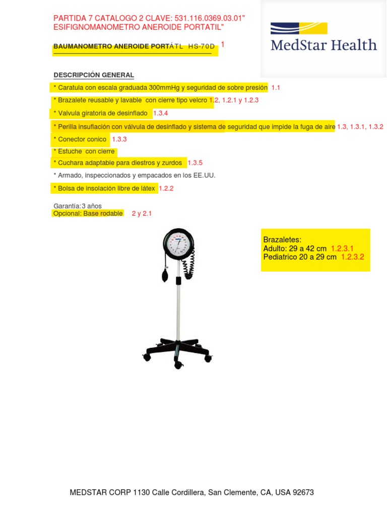 Esfigmomanómetro Aneroide Portátil Rodable | PDF | Salud y bienestar ...