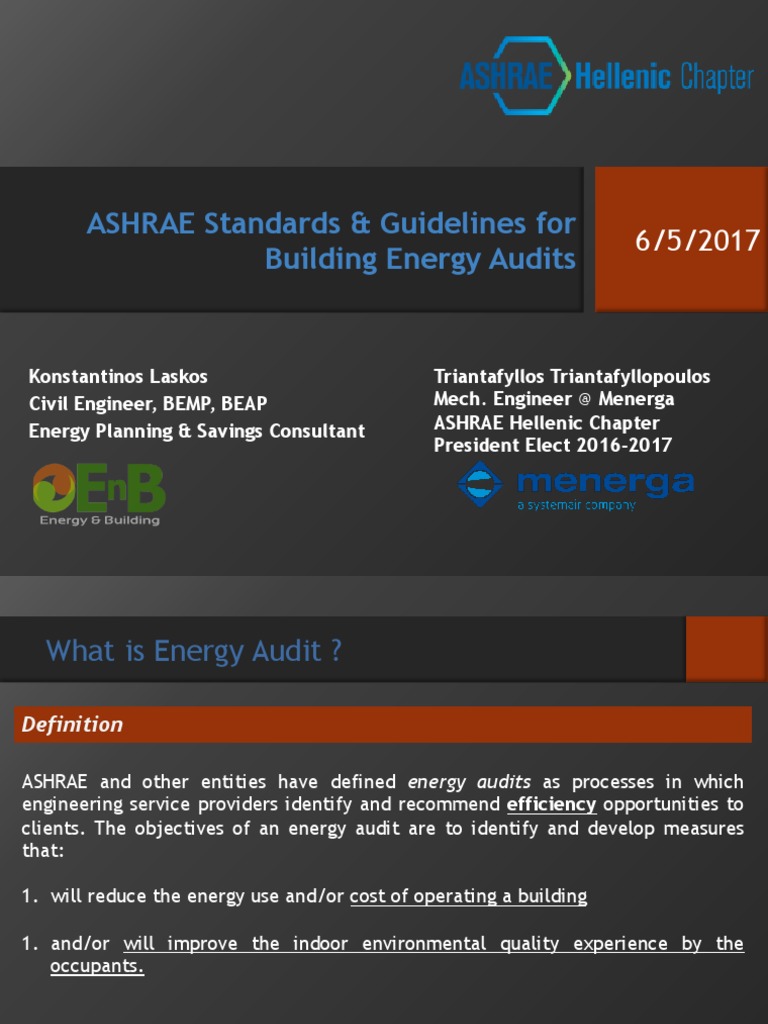 ASHRAE Standards & Guidelines For Building Energy Audits | Download ...