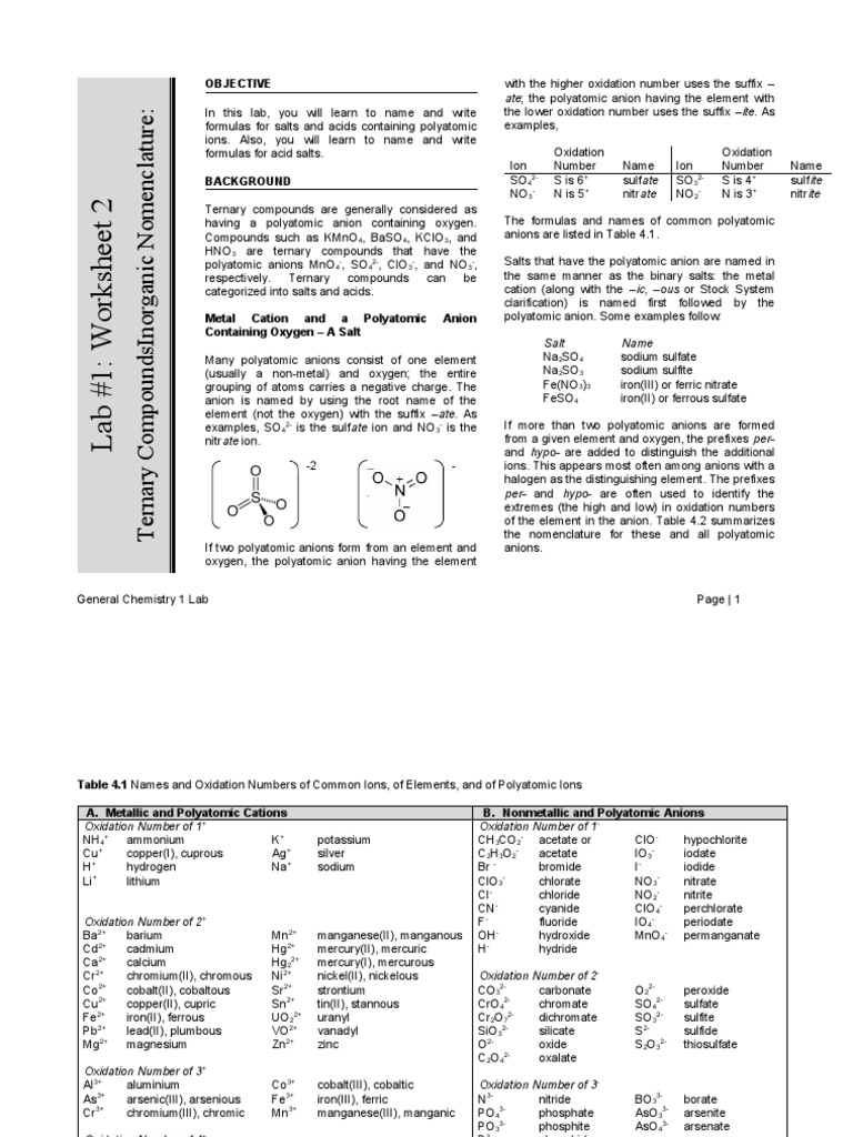 Inorganic Nomenclature Worksheet 2 | PDF | Salt (Chemistry) | Ion