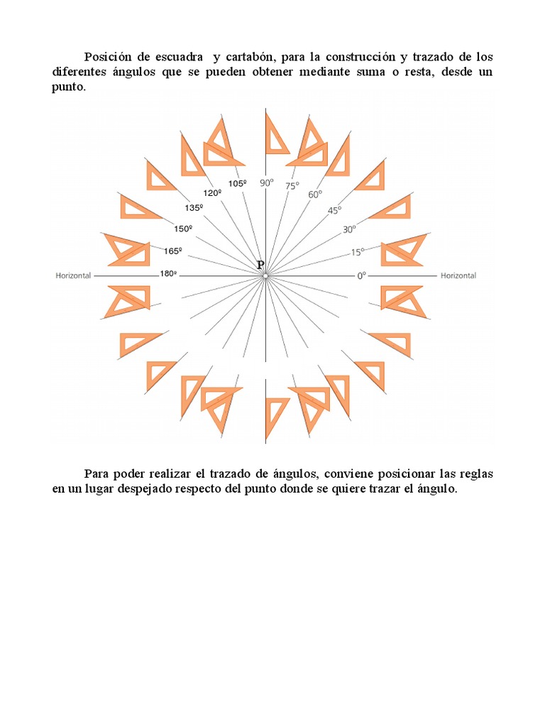 Trazado de ángulos con escuadra y cartabón | PDF