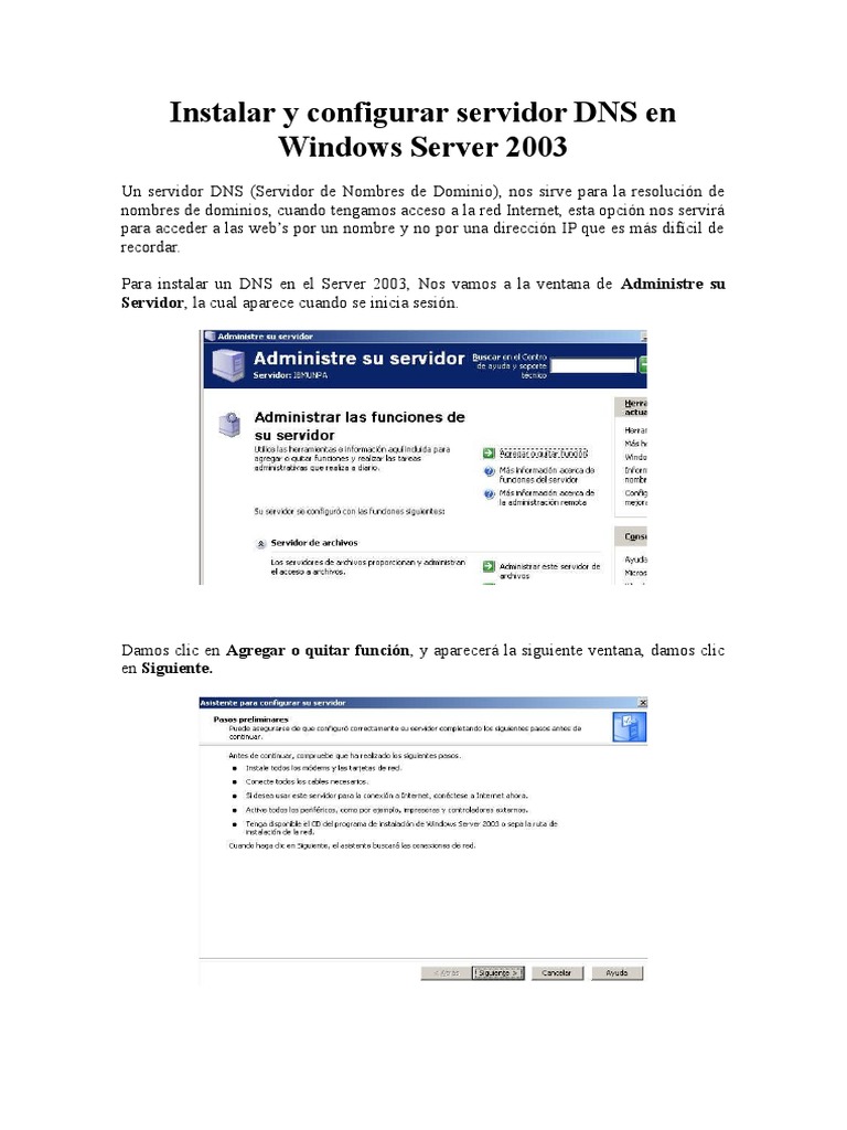Instalar y Configurar Servidor Dns en Windows Server 2003 | PDF | sistema de nombres de dominio ...