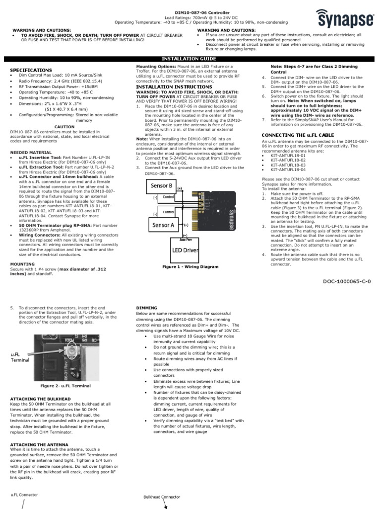DIM10-087-06 Installation Guide | PDF | Electrical Connector | Electromagnetic Interference