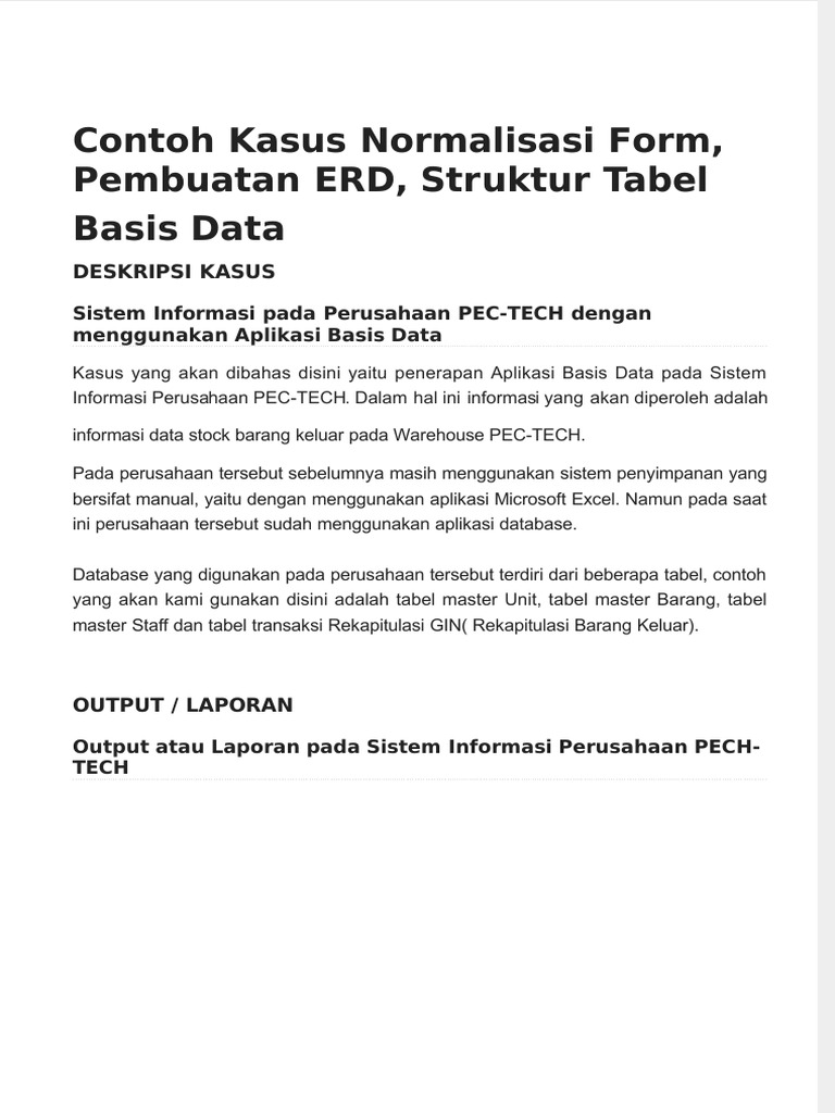 Contoh Kasus Normalisasi | PDF