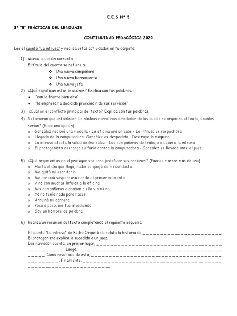 4 - Prácticas Del Lenguaje 3° B | PDF