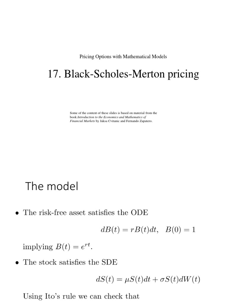 Black-Scholes-Merton Pricing: Pricing Options With Mathematical Models ...