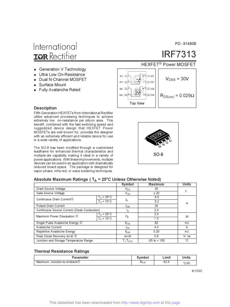 Generation V Technology Ultra Low On-Resistance Dual N-Channel MOSFET ...