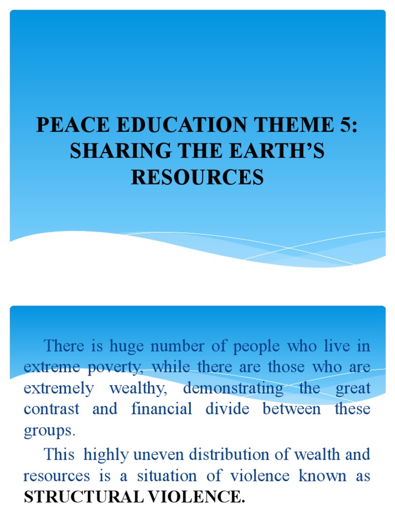Peace Education Theme 5 | PDF | Poverty | Poverty & Homelessness