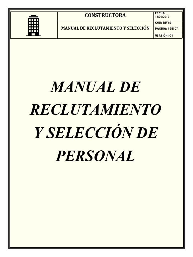 Manual de Reclutamiento y Selección | PDF | Reclutamiento | Gestión de recursos humanos