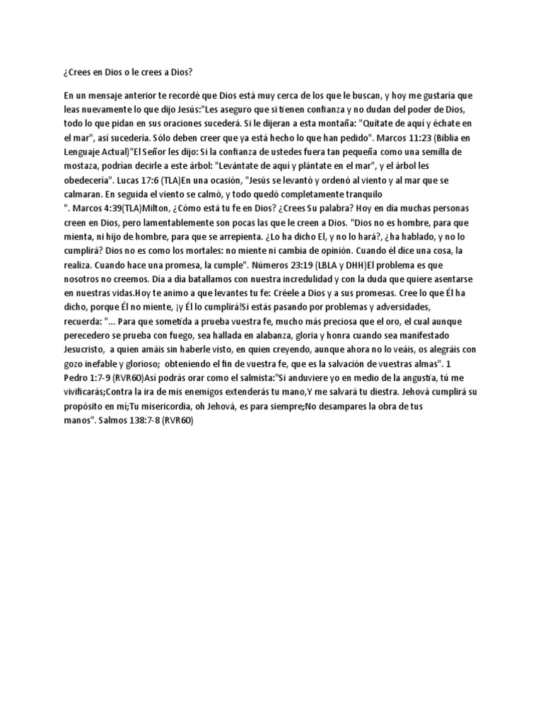 Crees en Dios o Le Crees A Dios | PDF