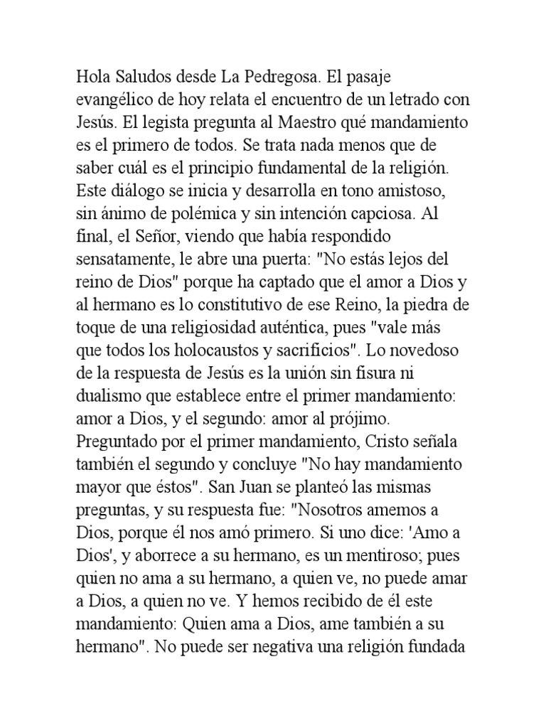 Marcos 12,28-34 (2021) Taylor | PDF | Amor | Jesús