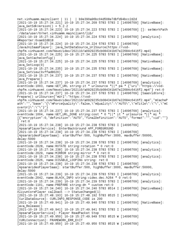 Log File Details Initialization and Playback Errors of a Media Player Application | PDF ...