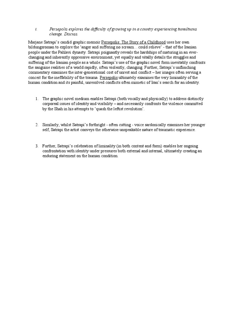 Persepolis Change Essay Draft 1 | PDF | Social Science | Poetry