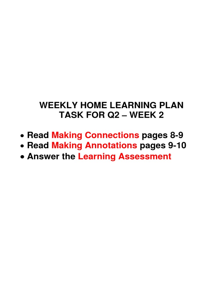 Weekly Home Learning Plan Task For Q2 - Week 2 Pages 8-9 Pages 9-10 ...