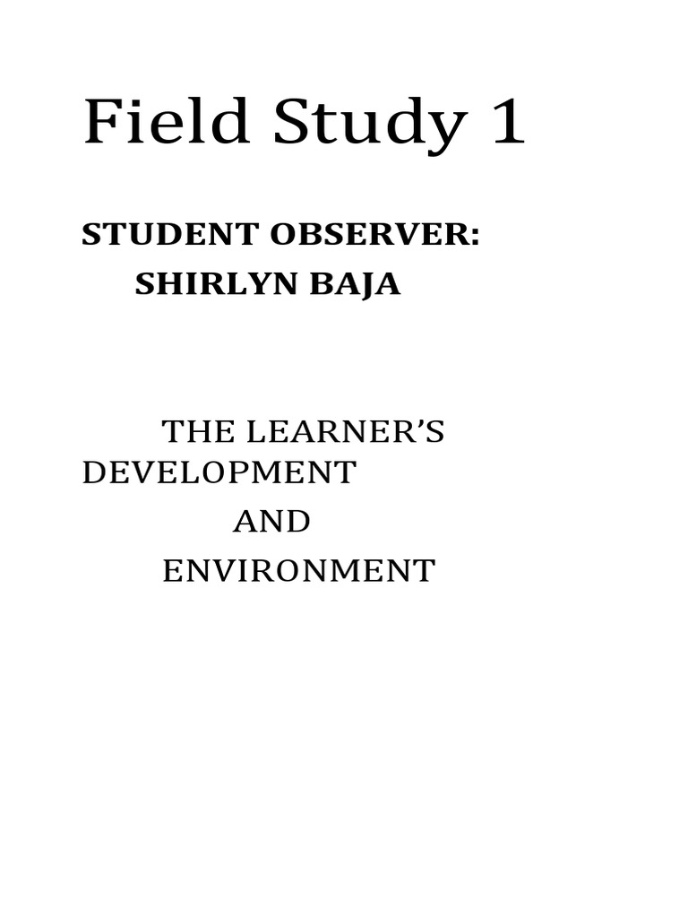 Field Study 1 Files | PDF | Learning | Classroom