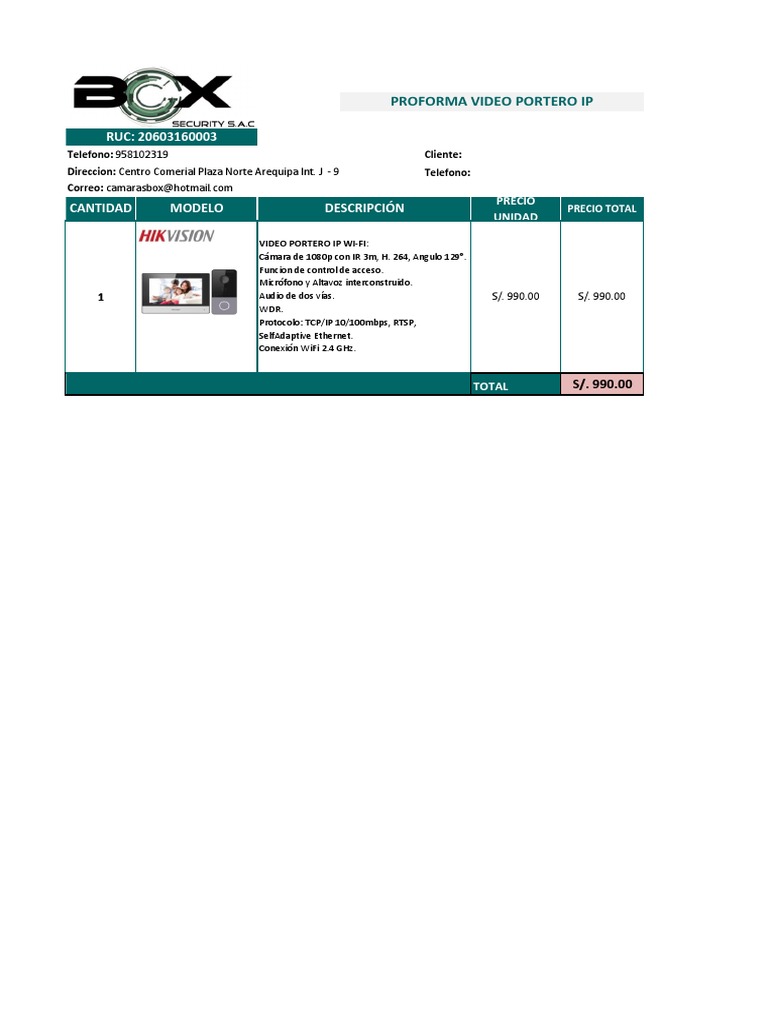 Videoportero Ip Proforma | PDF