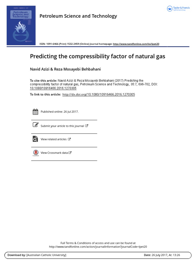 Predicting The Compressibility Factor of Natural Gas | PDF | Gases ...