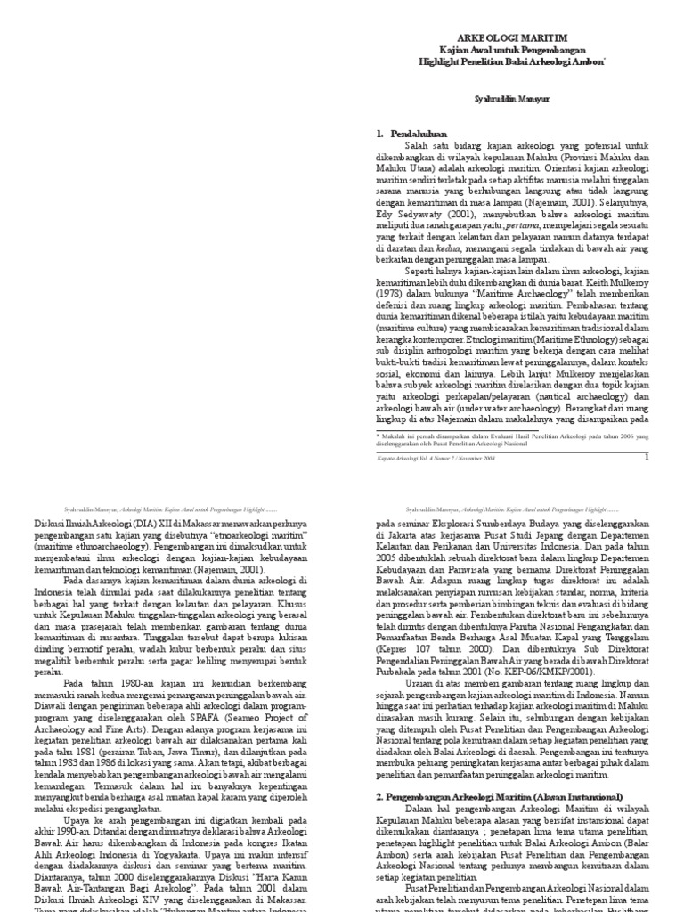 ID Arkeologi Maritim Kajian Awal Untuk Peng | PDF
