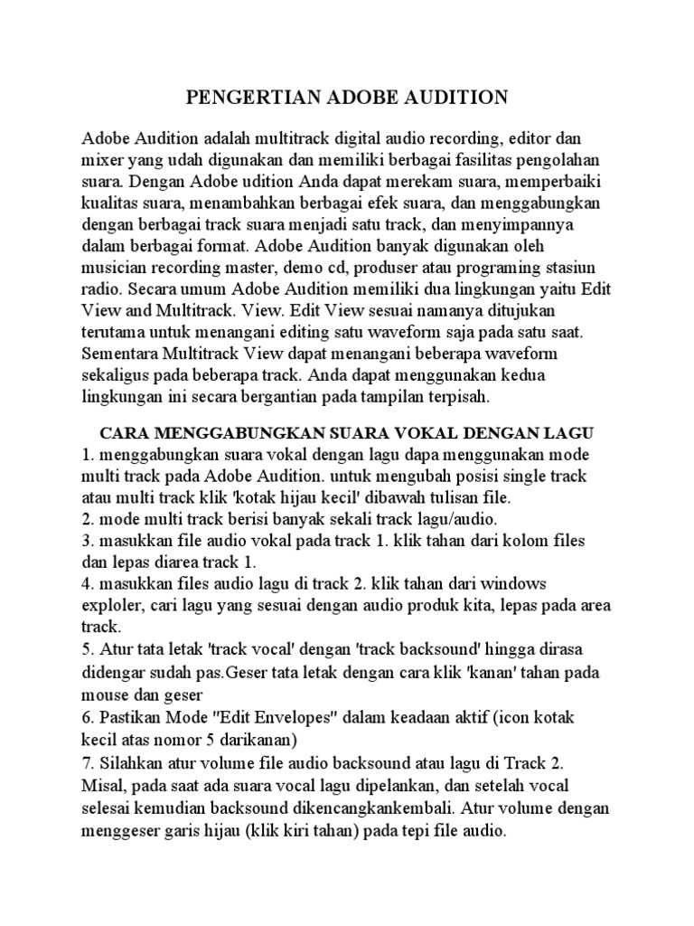 Pengertian Adobe Audition | PDF | Komputer
