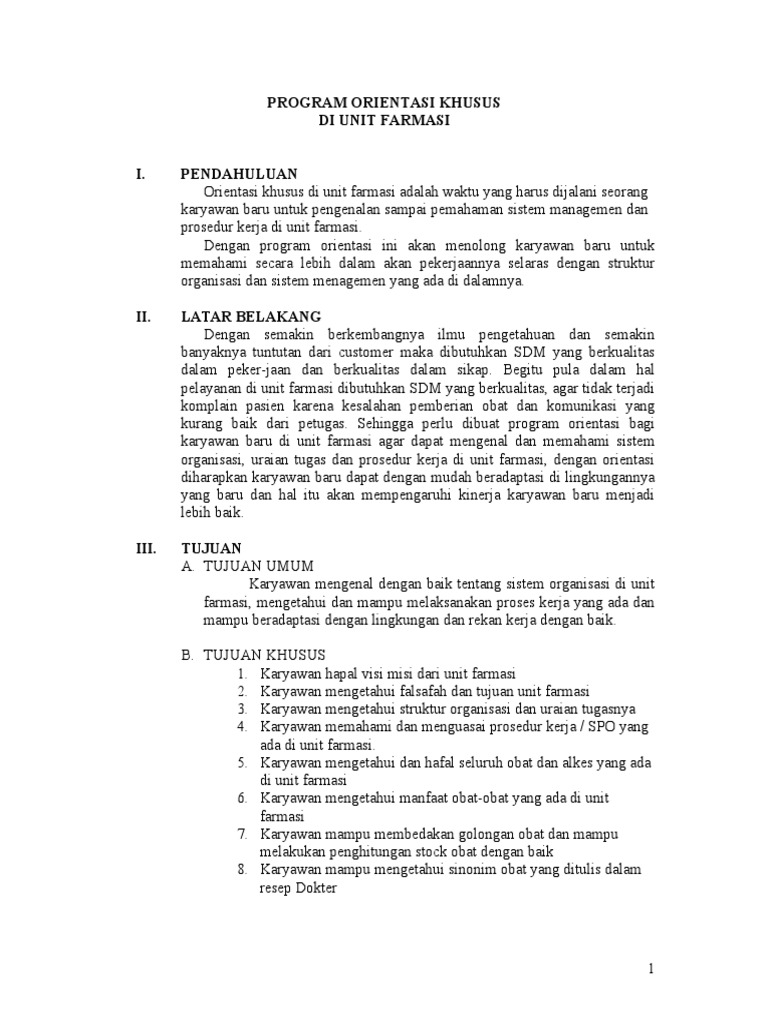 Program Orientasi Karyawan Baru Farmasi | PDF
