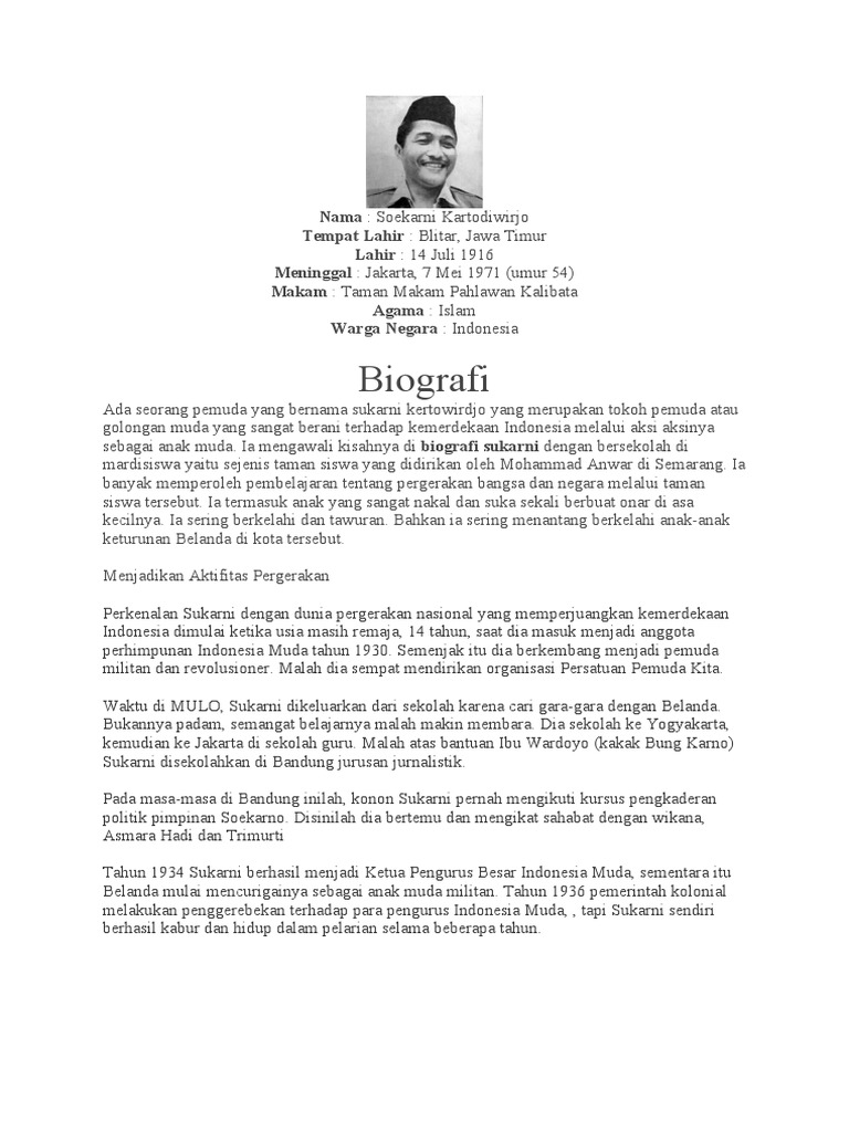 Biografi Sukarni Kartodiwirjo: Perjuangan Seorang Pemuda Pelopor ...