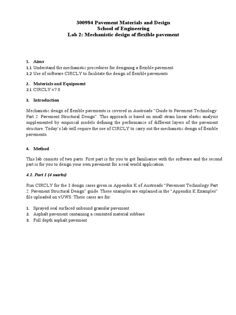 300984-Lab 2 Mechanistic Design of Flexible Pavement | PDF | Road ...