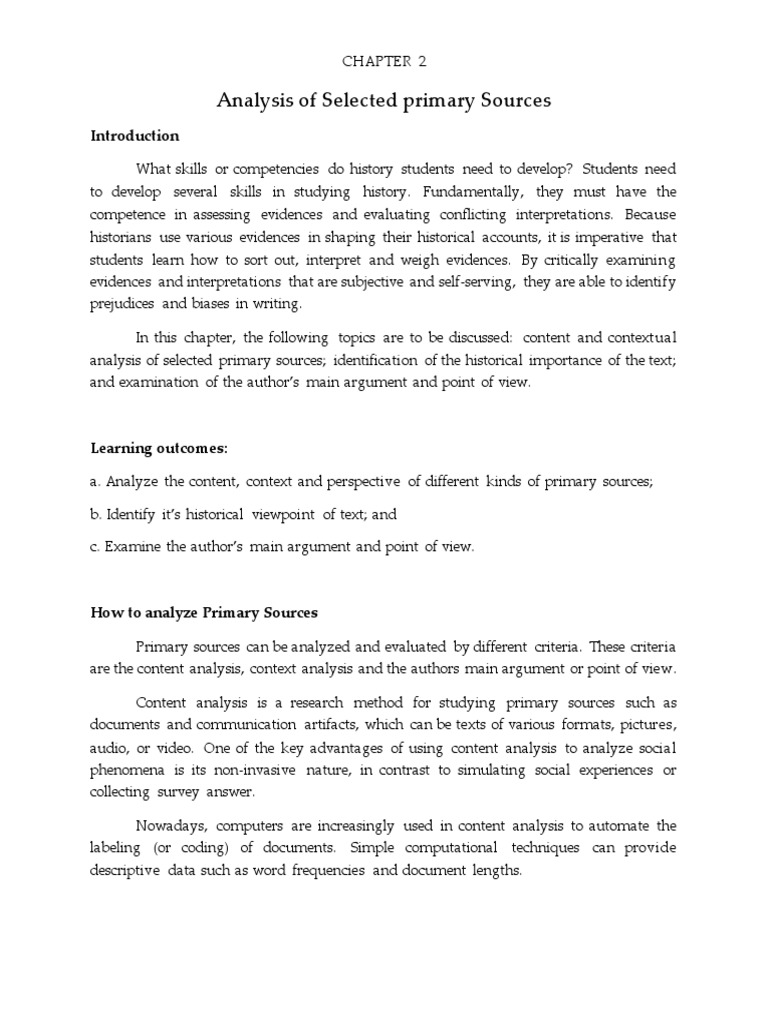 Chapter 2 - Analysis of Sources | PDF | Persuasion | Primary Sources