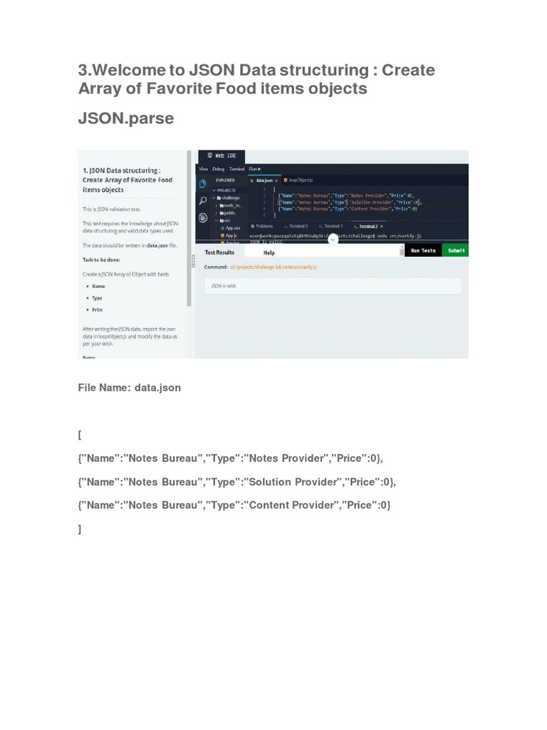 Create Json Array Of Food Objects Pdf
