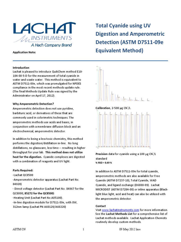 Total Cyanide Using UV Digestion and Amperometric Detection (ASTM D7511 ...