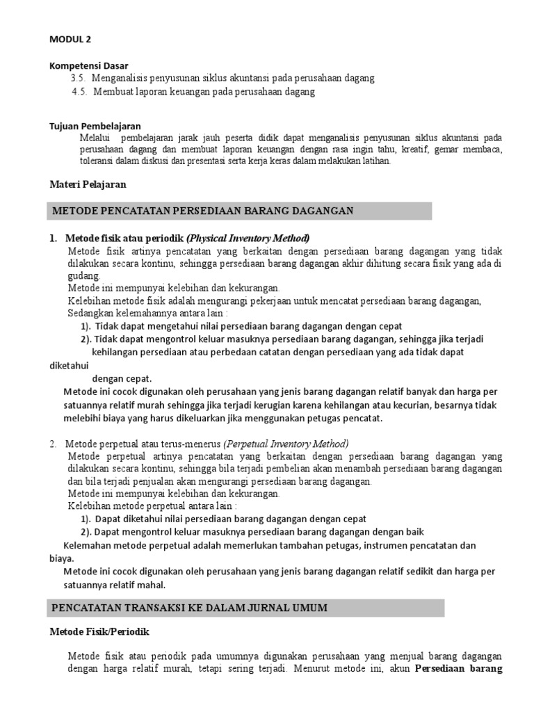 MODUL 2 Metode Pencatatan Persediaan Barang Dagangan | PDF