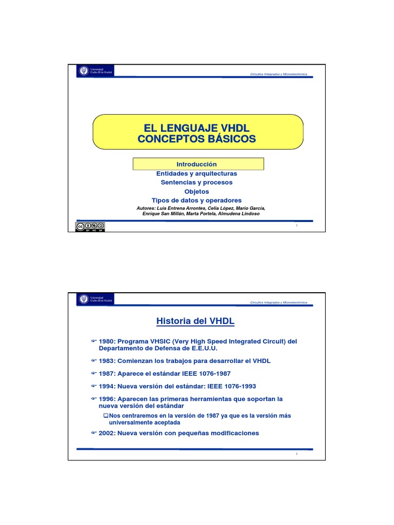 El Lenguaje VHDL Conceptos Básicos. | PDF | Vhdl | Ingeniería Informática