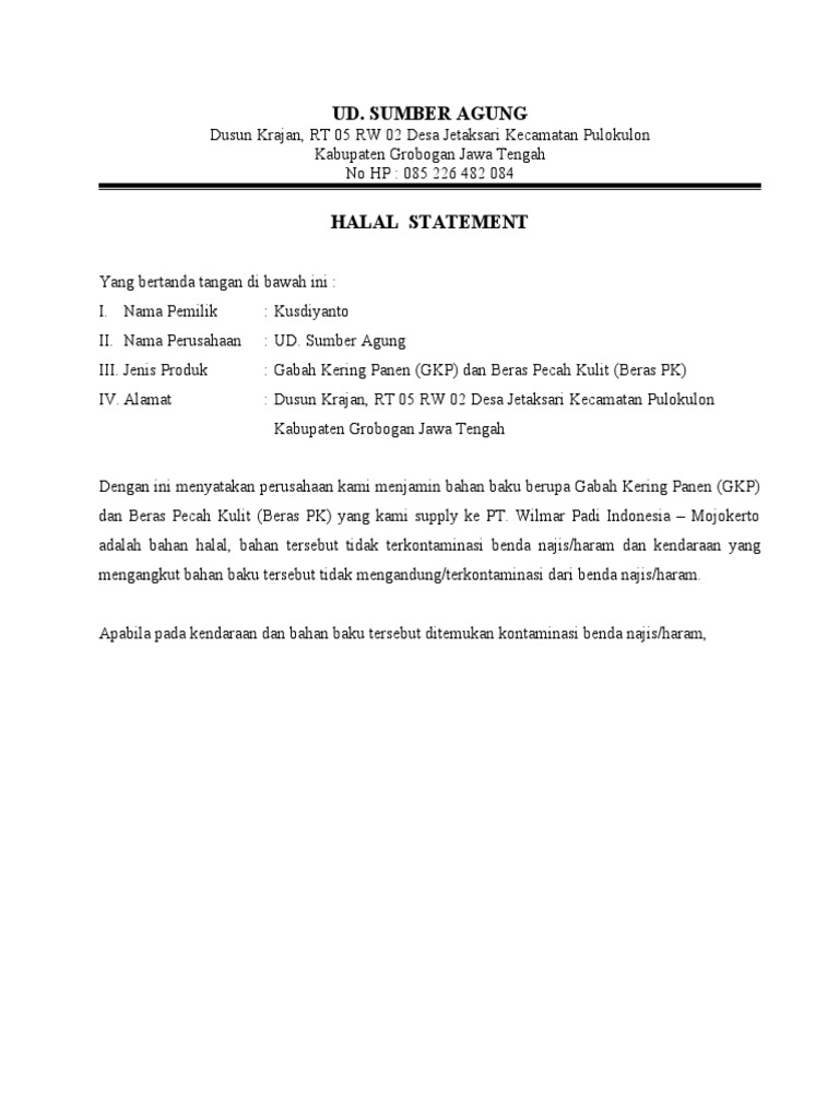 Halal Statement | PDF