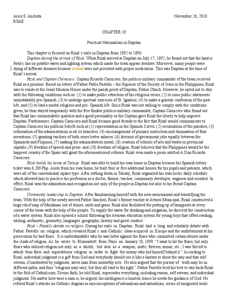 Chapter 19 Rizal Narrative Report | PDF | Catholic Church | Society Of Jesus
