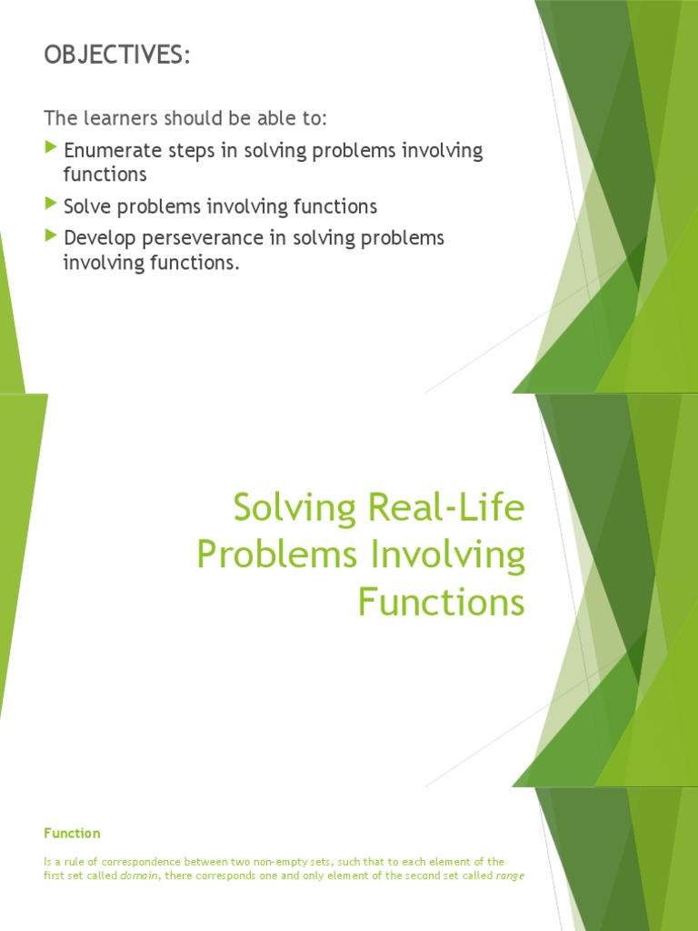 Solving Real-Life Problems Involving Functions | PDF | Function ...