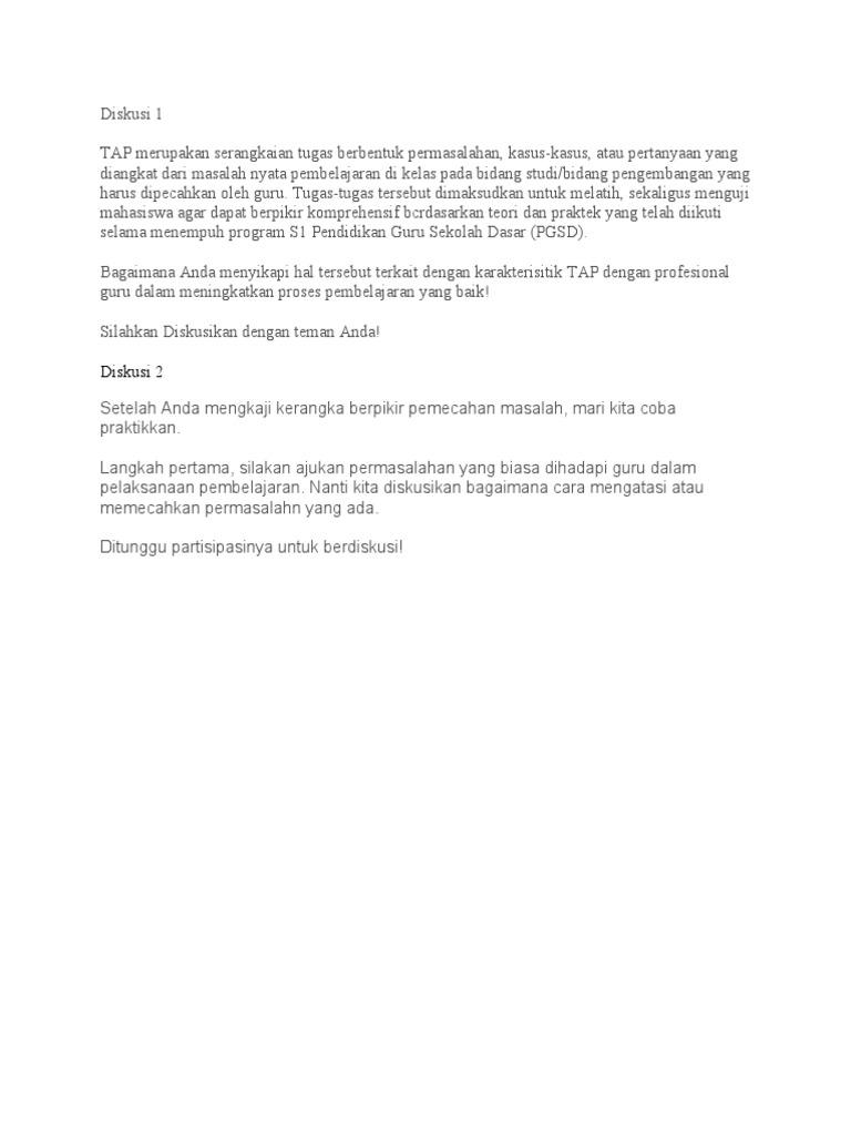 Diskusi TAP | PDF | Karier & Perkembangan