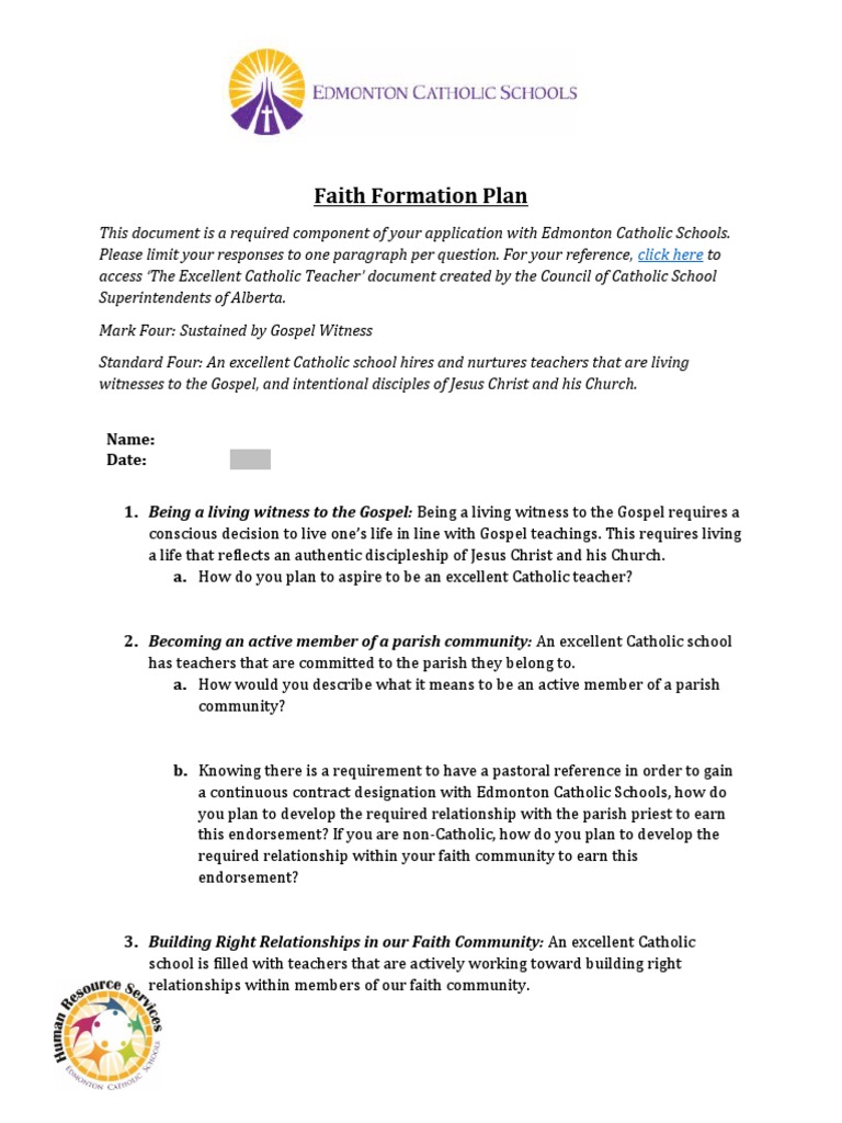 Faith Formation Plan for Catholic Teachers | PDF | Catholic Church | Faith