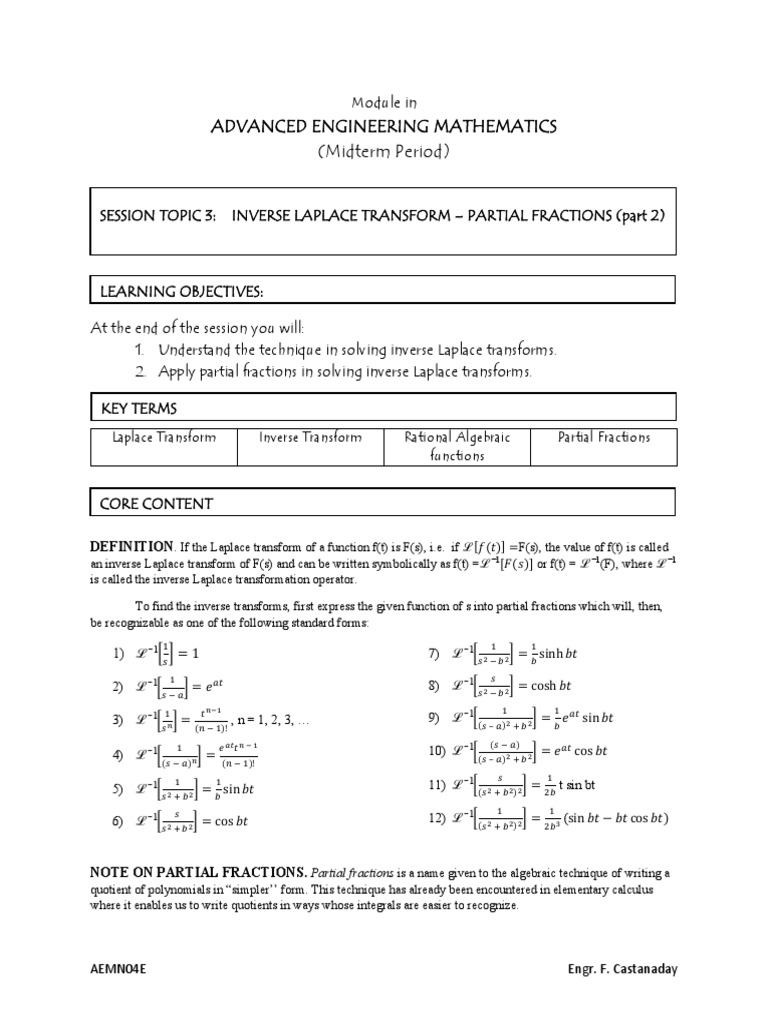 Inverse Laplace - Partial Fractions | PDF | Laplace Transform ...