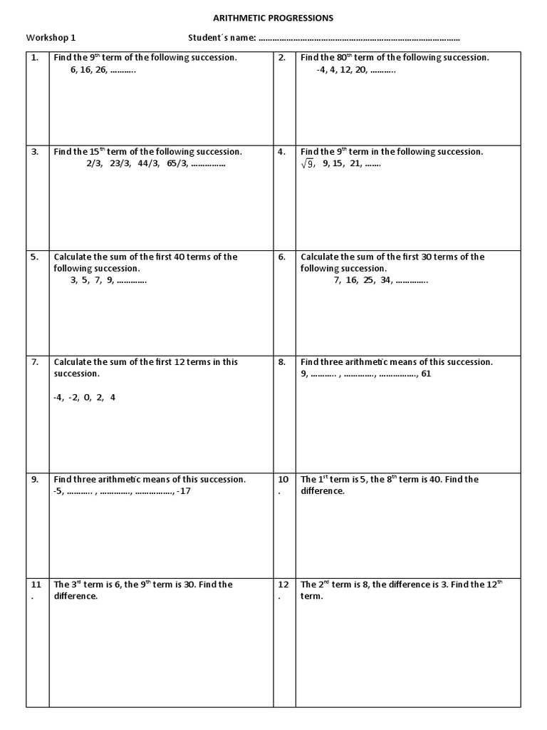 Arithmetic Progression Exercises Guide | PDF | Mathematics | Arithmetic