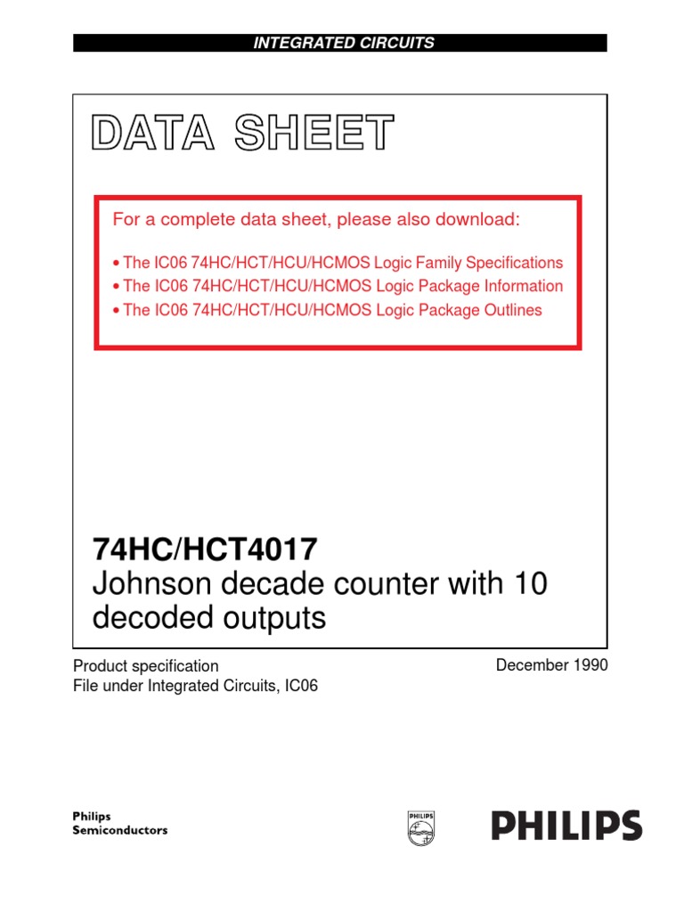 Integrated Circuits: Johnson Decade Counter Data Sheet | PDF ...