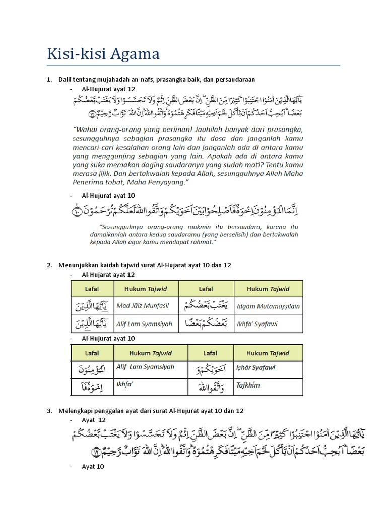 Kisi-Kisi PAS X - 1 | PDF | Agama & Spiritualitas